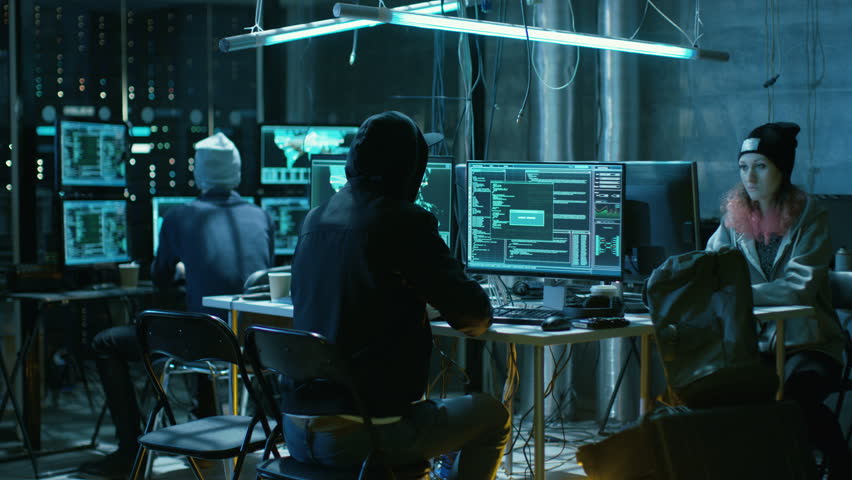 male officer works on computer surveillance Stock Footage Video (100% ...