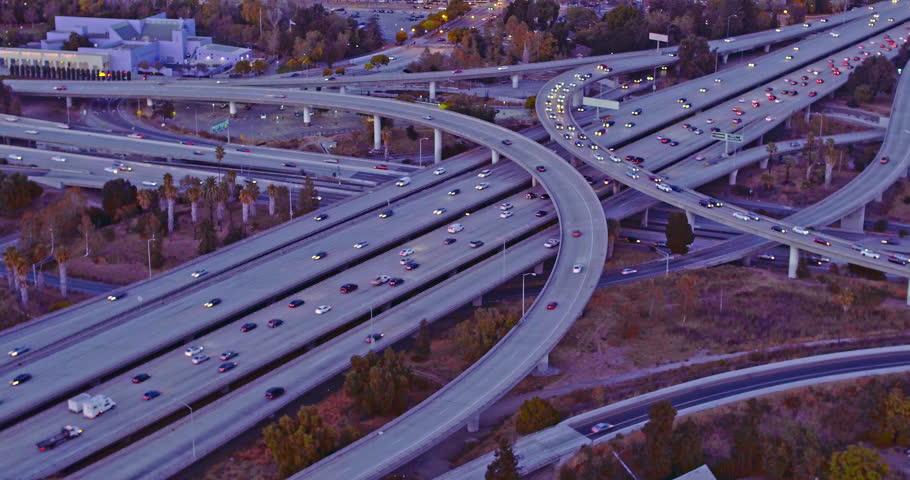 Aerial of Congested Freeway Traffic Stock Footage Video (100% Royalty ...