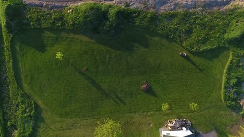Aerial Lawn Mower Bird Eye View Stock Footage Video (100% Royalty-free ...