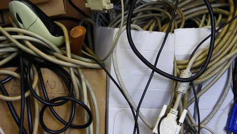 Untidy Cables Hanging Behind Computer Desk Stock Photo 636578591 ...