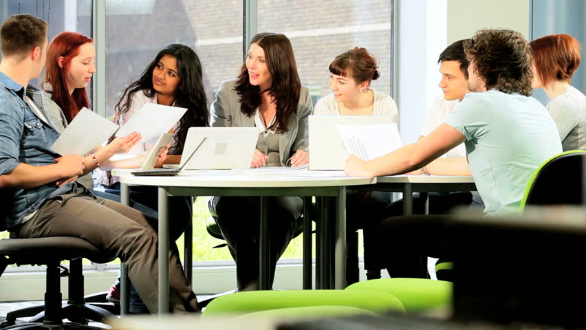 female lecturer e-learning group indian caucasian Stock Footage Video ...