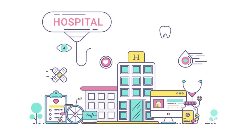 hospital animation health-care motion graphic flat Stock Footage Video ...