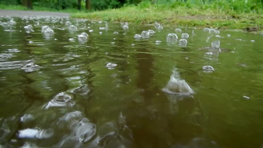 rain bubbles puddle water drops Stock Footage Video (100% Royalty-free ...