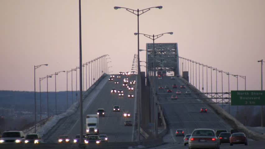 cars travelling over large multi-lane bridge Stock Footage Video (100% ...