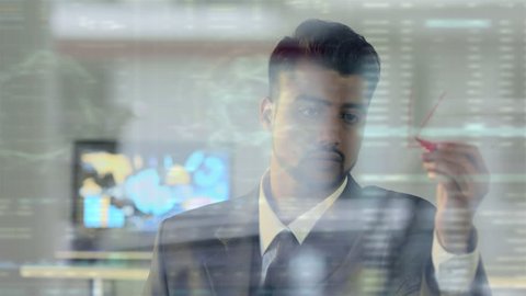 Indian Businessman Drawing Over Screen Stock Footage Video (100% ...