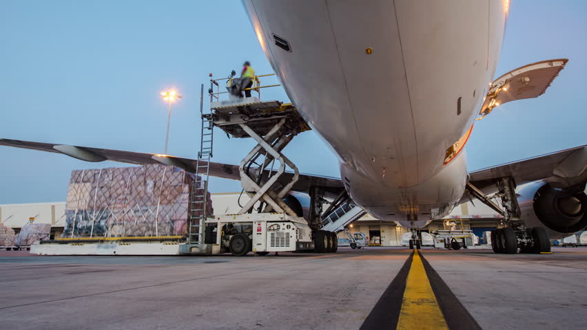 loading cargo plane outside air freight Stock Footage Video (100% ...