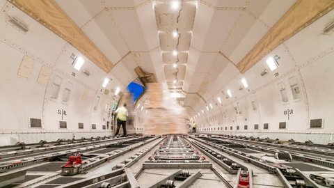 loading air cargo inside aircraft hold Stock Footage Video (100% ...