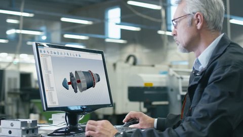 Senior Technical Engineer Working On Cad Stock Footage Video (100% ...