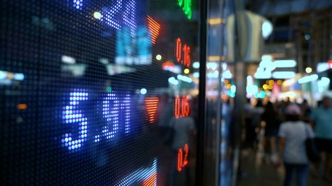 Display Stock Market Quotes City Scene Stock Footage Video (100% ...