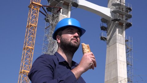 Hungry Builder Male Construction Site Eating Stock Footage Video (100% ...