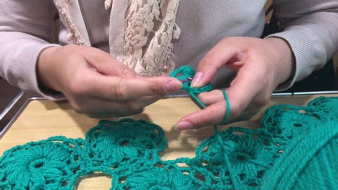 Individual Entrepreneur Engaged Knitting Clothes Accessories Stock ...