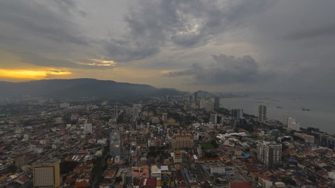 Dramatic Sunset Time Lapse Penang Georgetown Stock Footage Video (100% ...