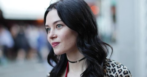 Portrait Young Adult Female Turning Look Stock Footage Video (100% ...