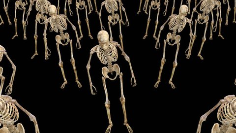 Crowd Skeletons Walkingloop Animation Alpha Channel Stock Footage Video ...