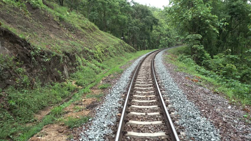 back view railroad train beautiful green Stock Footage Video (100% ...