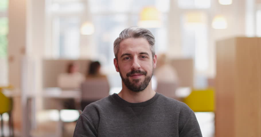 portrait male entrepreneur modern shared workplace Stock Footage Video ...