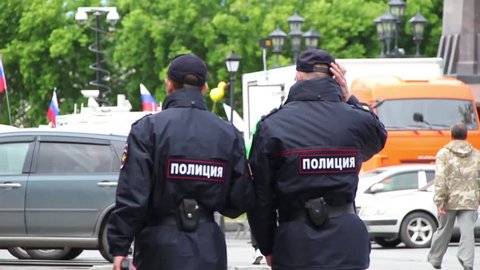 Russian Police Patrol City Center Stock Footage Video (100% Royalty ...