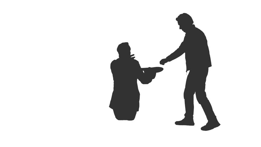 silhouette beggar sits street begging 4k Stock Footage Video (100% ...