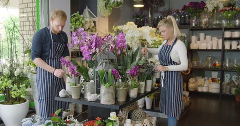 Side View Man Woman Striped Aprons Stock Footage Video (100% Royalty ...