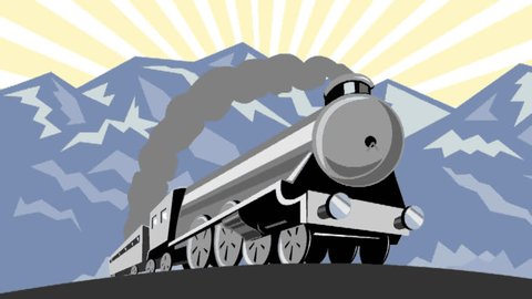 2d Video Footage Animation Steam Train Stock Footage Video (100% ...