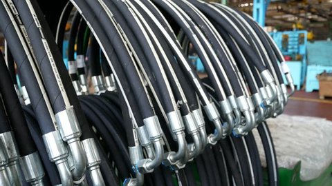 Hydraulic Cable Connection On Manufacturing Plant Stock Footage Video ...