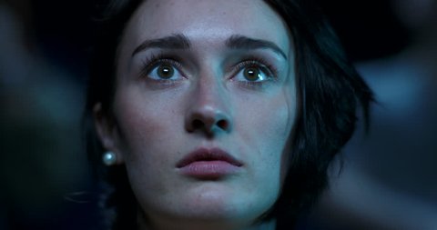 Close Captivated Young Woman Cinema Stock Footage Video (100% Royalty ...