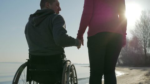 Handicapped Love Invalid Person On Wheel Stock Footage Video (100% ...