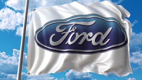 Waving Flag Ford Logo Against Moving Stock Footage Video (100% Royalty ...
