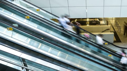 People On Fast Moving Escalator Stock Footage Video (100% Royalty-free ...