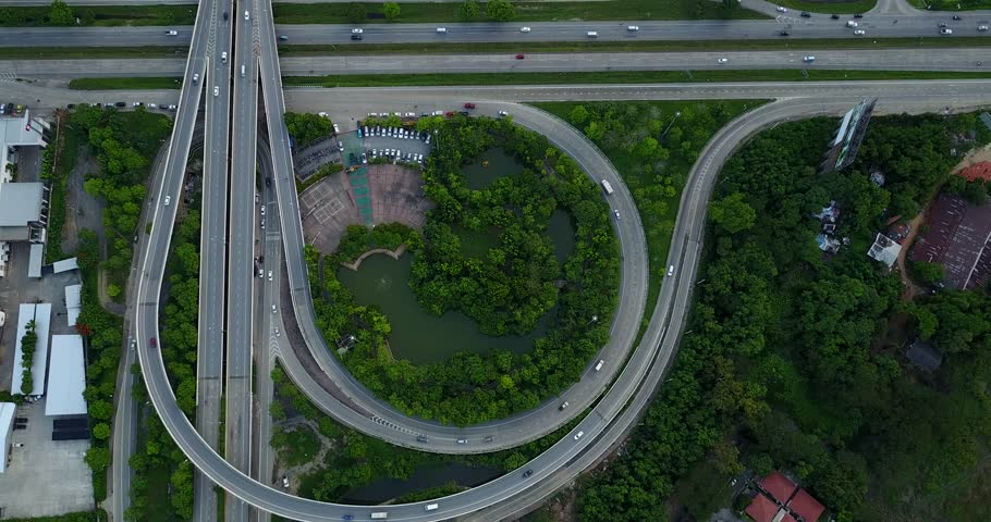 Aerial View, Beautiful High Way Stock Footage Video (100% Royalty-free ...