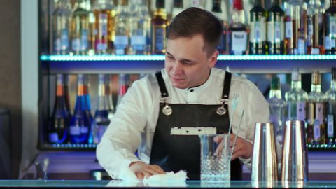 Bartender Wiping Down Bar Counter Stock Footage Video (100% Royalty ...