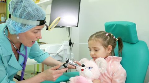 Advice Otolaryngologist Clinic Medical Examination Child Stock Footage ...