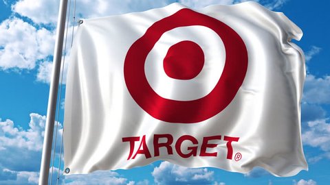 Waving Flag Target Logo Against Moving Stock Footage Video (100% ...