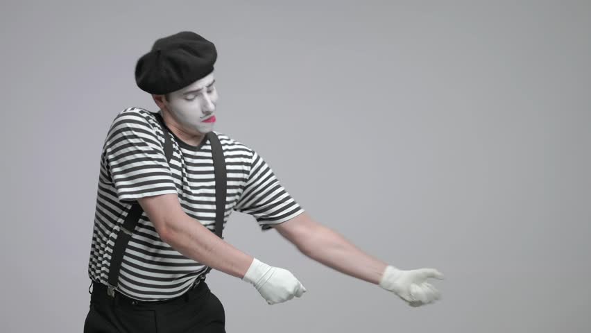 Mime Pulling an Imaginary Rope Stock Footage Video (100% Royalty-free ...