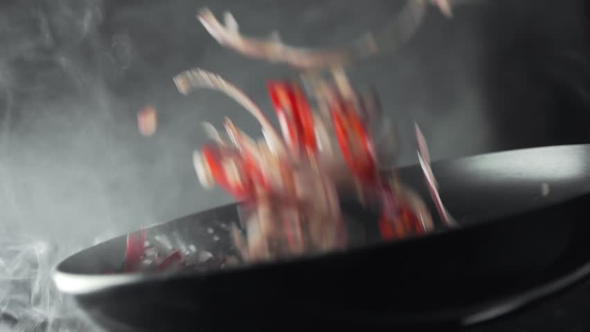 Smoking Frying Pan with Vegetables, Stock Footage Video (100% Royalty ...