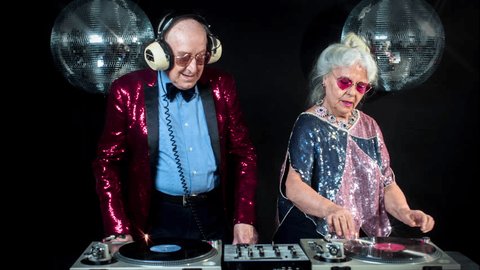 Amazing Dj Grandma Grandpa Older Couple Stock Footage Video (100% ...