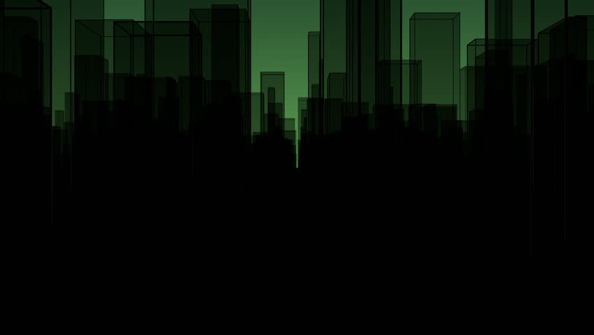 flythrough dark virtual city background green: vídeo stock (100% livre ...