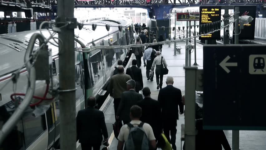 Rush Hour Evening Commuters Boarding Train Stock Footage Video (100% ...