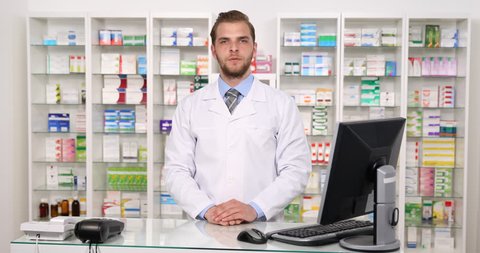 Doctor Man Working Pharmacy Store Hospital Stock Footage Video (100% ...