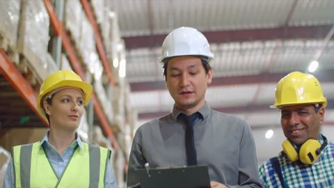Two Upset Factory Workers Listening Their Stock Footage Video (100% ...