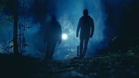 Two Mysterious Men Walking Scary Dark Stock Footage Video (100% Royalty ...