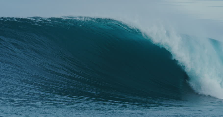Giant Blue Ocean Wave Breaking Slow Stock Footage Video (100% Royalty ...