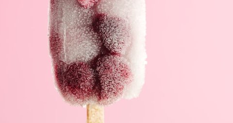 Raspberry Frozen Ice Cream Stick Ice Stock Footage Video (100% Royalty ...