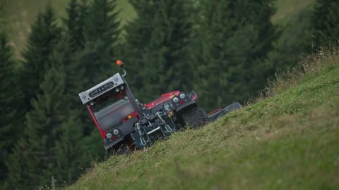 Farmer On Tractor Driving Downhill On Stock Footage Video (100% Royalty ...
