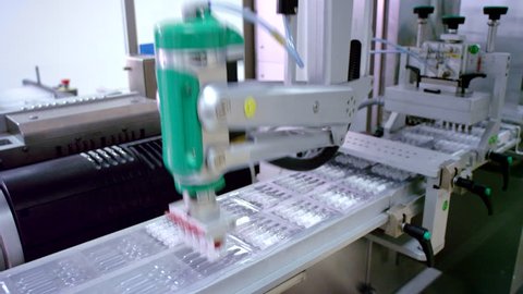 Pharmaceutical Manufacturing Line Automated Production Line Stock ...