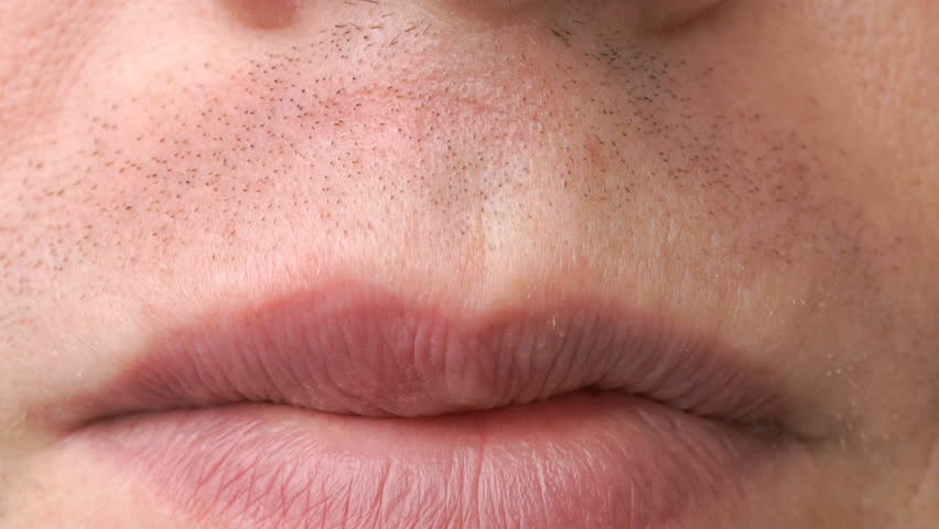 chubby beautiful men's lips chapped close-up Stock Footage Video (100% ...
