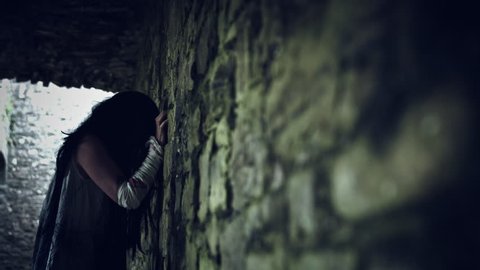 4k Horror Psycho Woman Scraping Wall Stock Footage Video (100% Royalty ...