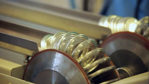 Canning Factory Conveyor Belt Can Lid Stock Footage Video (100% Royalty ...