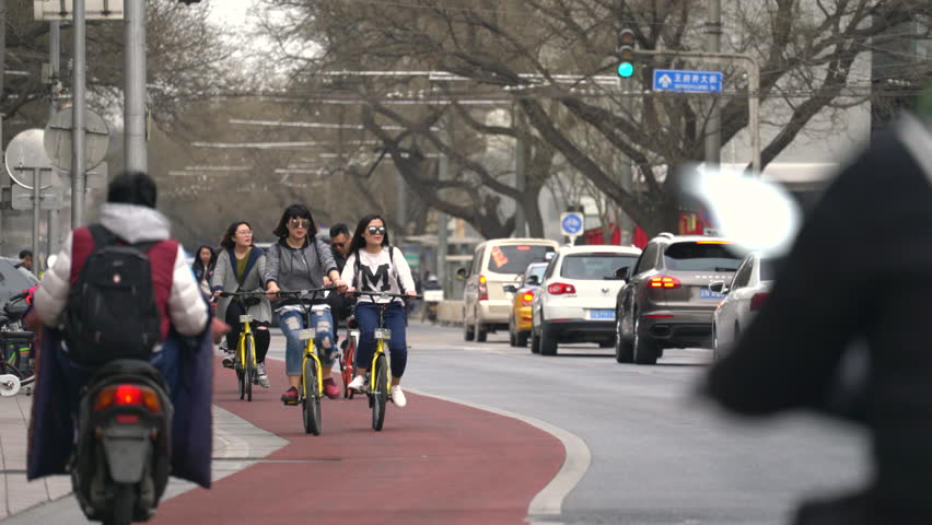 traffic beijing bicycle lane street - Stock Footage Video (100% Royalty ...