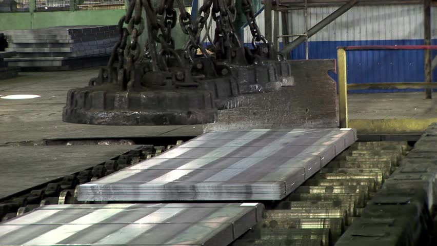 hauling steel sheets packages using industrial Stock Footage Video (100 ...